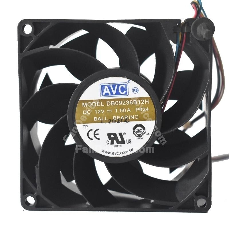 AVC DB09238B12H DC 12V 1.5A 2 Wires / 3 Wires / 4 Wires Axial Cooling Fan - FanDevice.com
